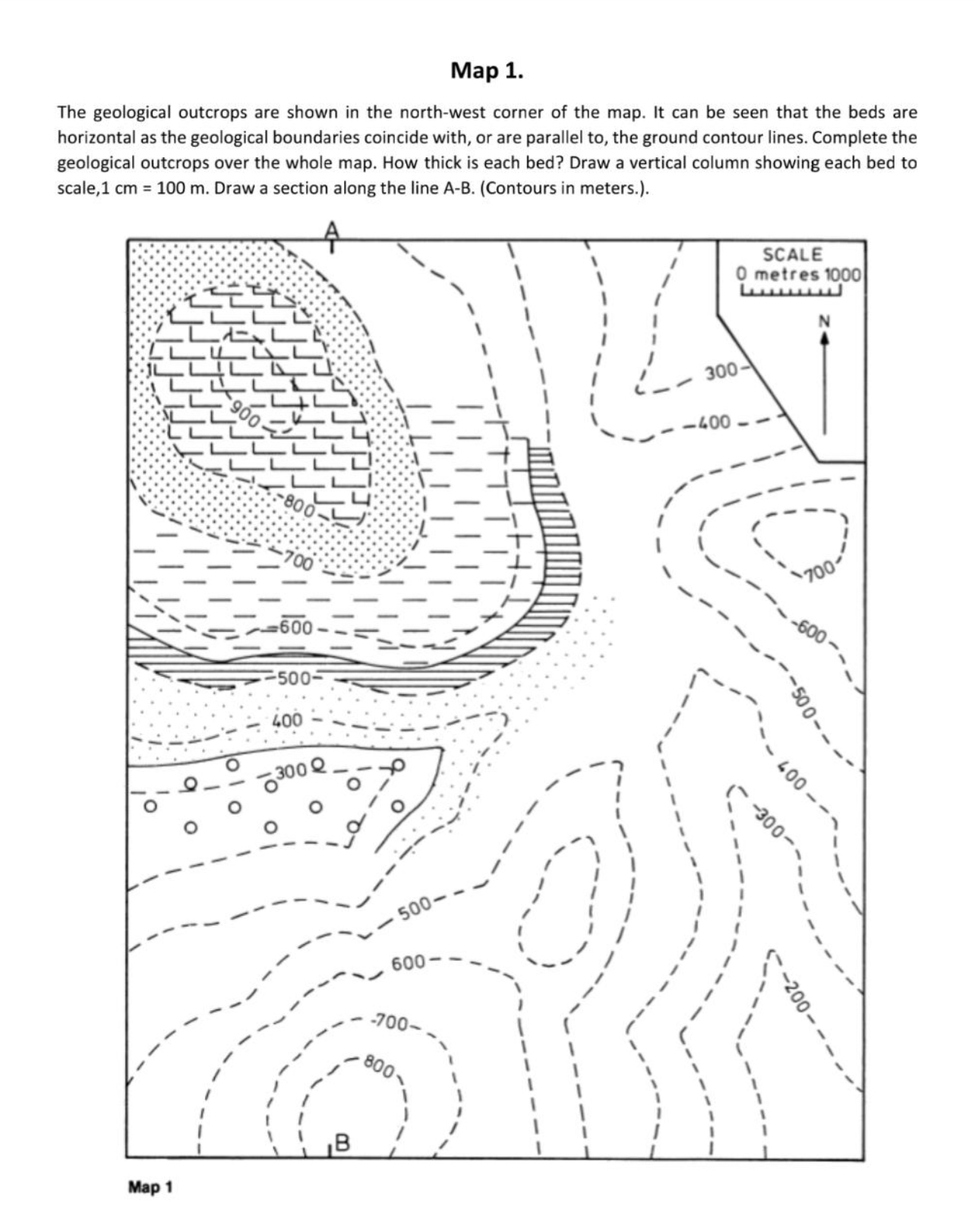 Solved Map 1.The geological outcrops are shown in the | Chegg.com