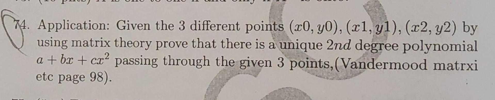 Solved 4. Application: Given the 3 different points | Chegg.com