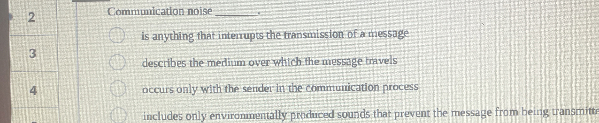 Solved Communication noiseis anything that interrupts the | Chegg.com