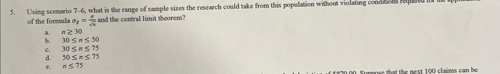 Solved Using scenario 7-6, ﻿what is the range of sample | Chegg.com