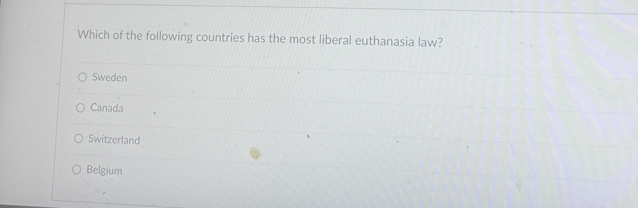 Solved Which of the following countries has the most liberal | Chegg.com