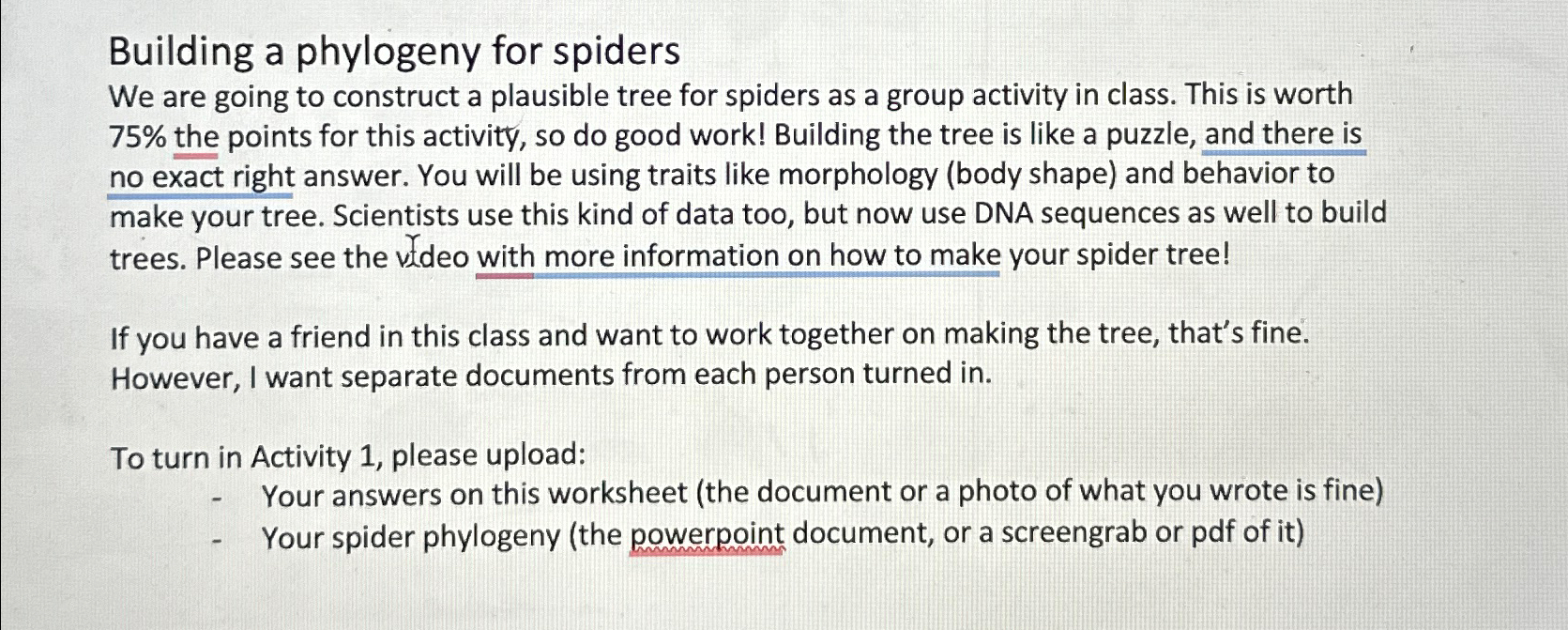 Solved Building a phylogeny for spidersWe are going to | Chegg.com