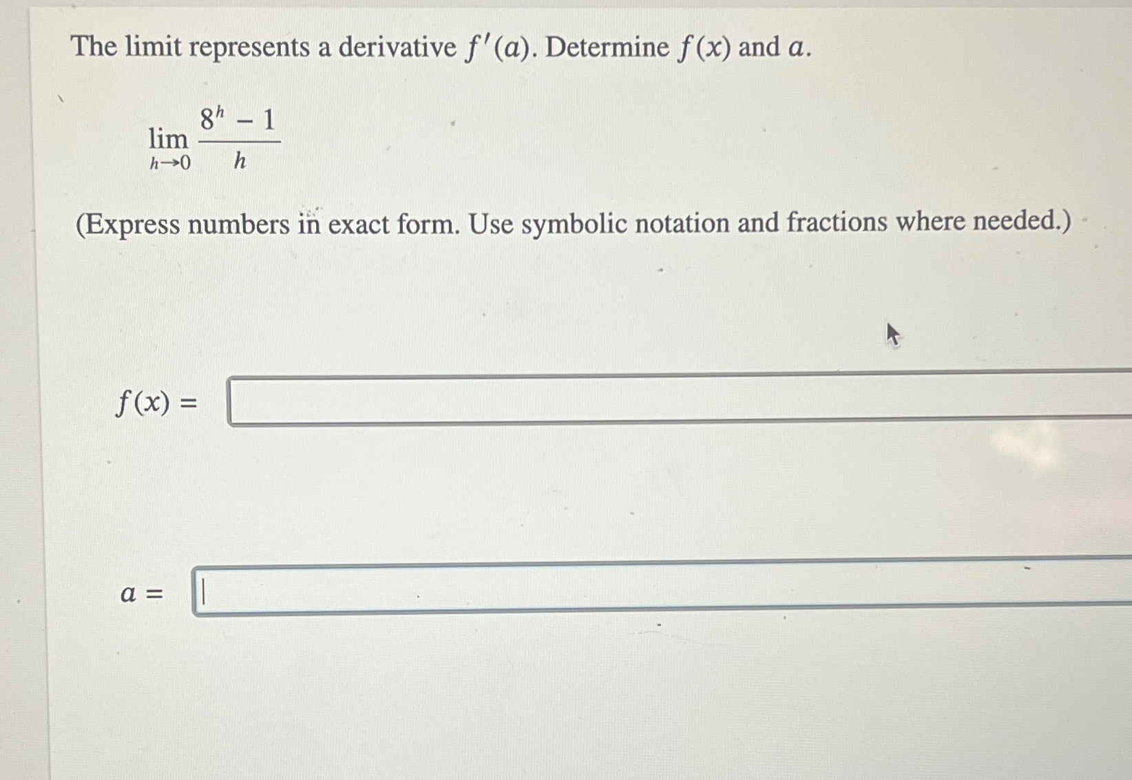 Solved The limit represents a derivative f'(a). ﻿Determine | Chegg.com