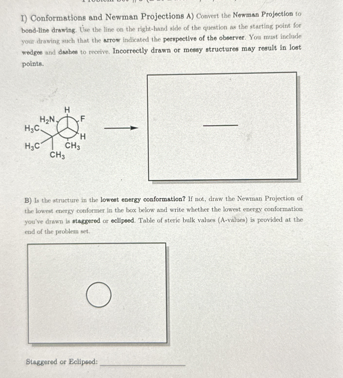 Solved I) ﻿Conformations and Newman Projections A) ﻿Convert | Chegg.com