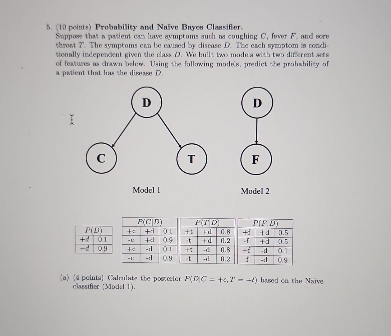 5. (10 points) Probability and Naïve Bayes | Chegg.com