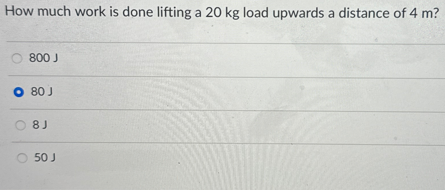 Solved How much work is done lifting a 20kg ﻿load upwards a | Chegg.com
