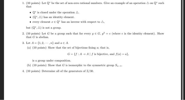 Solved 1 10 Points Let Q Be The Set Of Non zero Rational Chegg