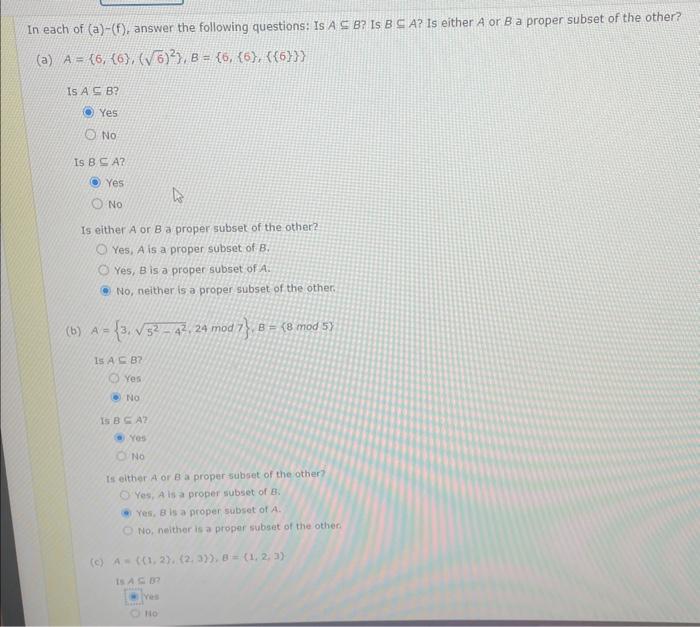 Solved In each of (a)−(f), answer the following questions: | Chegg.com