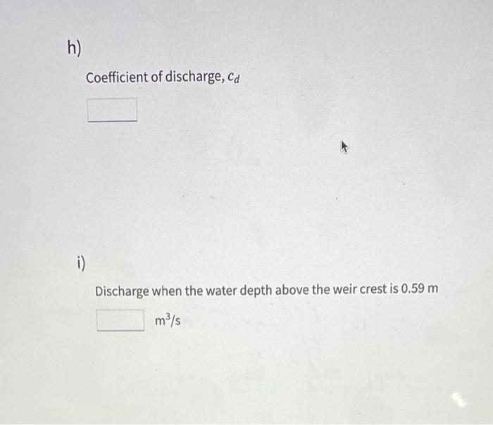 Solved Part 2: Rectangular weir A series of depth and | Chegg.com