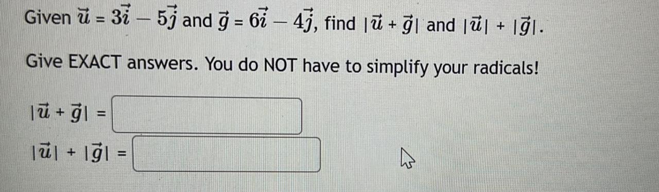 Solved Given vec(u)=3vec(i)-5vec(j) ﻿and | Chegg.com