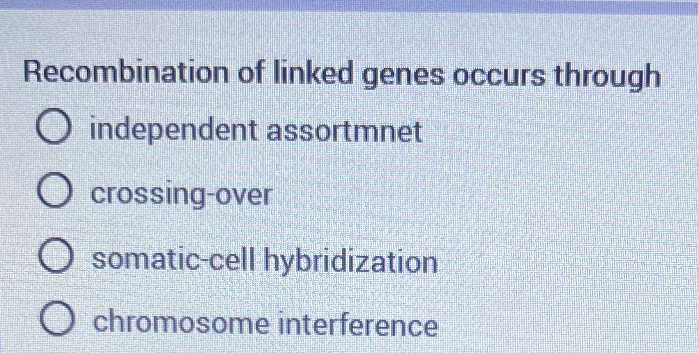 Solved Recombination of linked genes occurs | Chegg.com