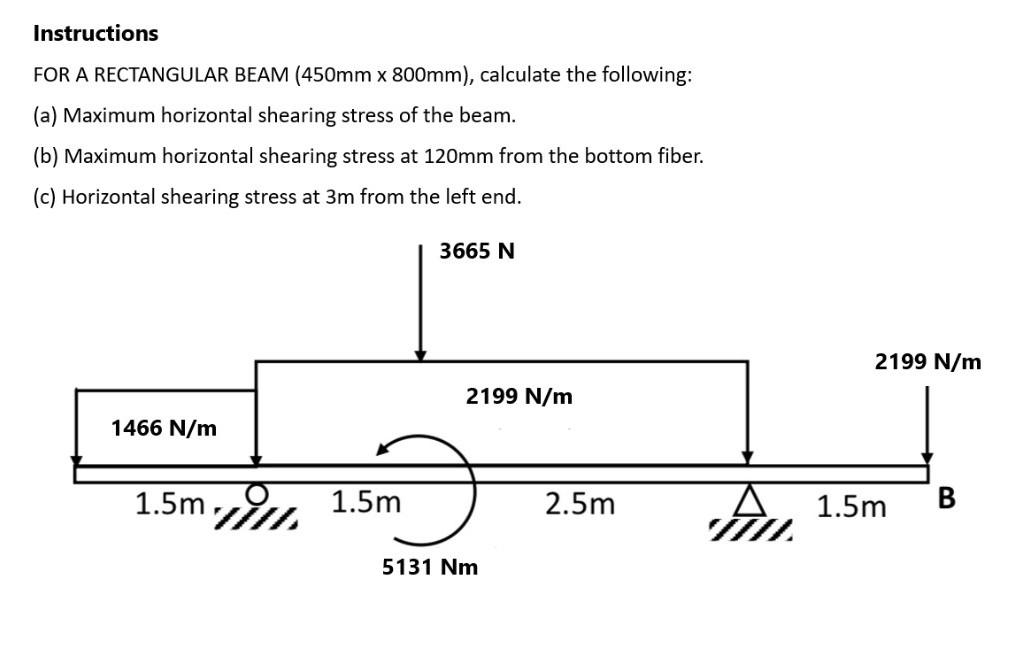 Solved Instructions FOR A RECTANGULAR BEAM (450mm ×800 mm ), | Chegg.com