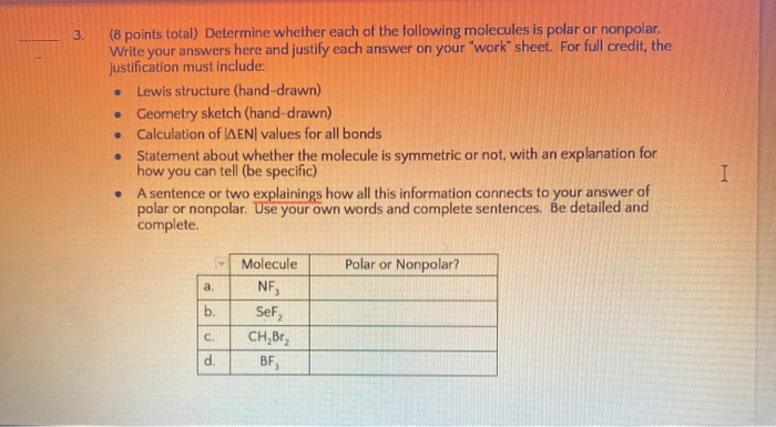 Solved 3. (8 points total) Determine whether each of the | Chegg.com