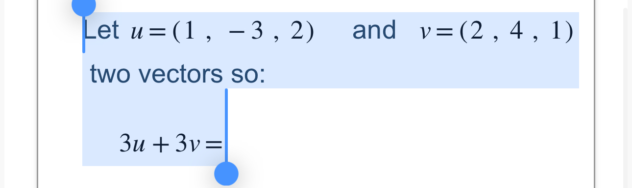 Solved Let u=(1,-3,2), ﻿and ,v=(2,4,1) ﻿two vectors | Chegg.com
