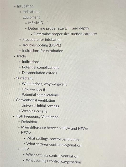Solved . . . Intubation o Indications • Equipment . MSMAID • | Chegg.com