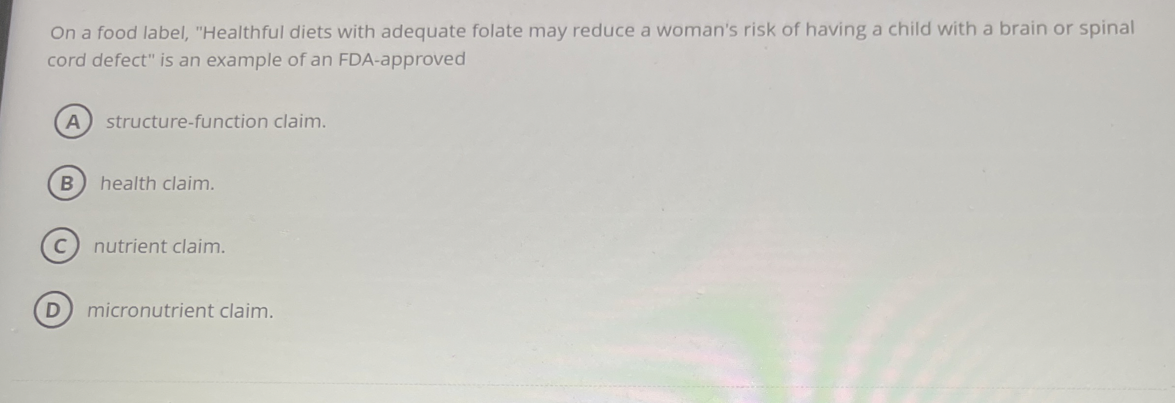 Solved On a food label, "Healthful diets with adequate | Chegg.com