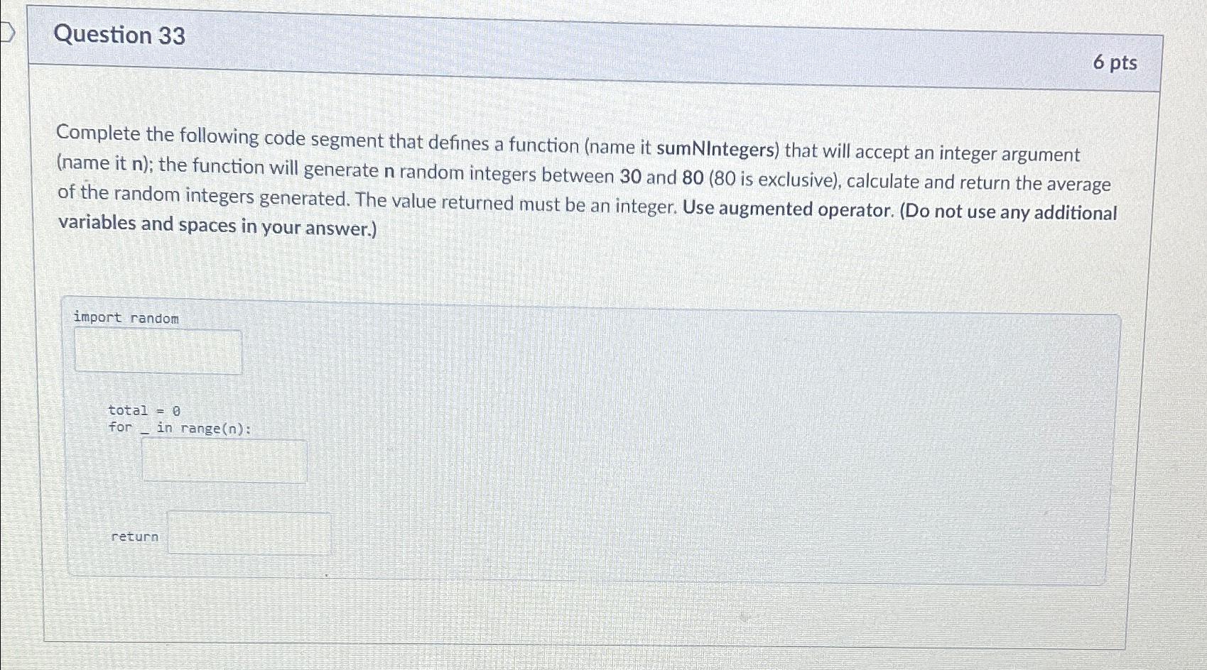 Solved Question 336ptscomplete The Following Code Segment 