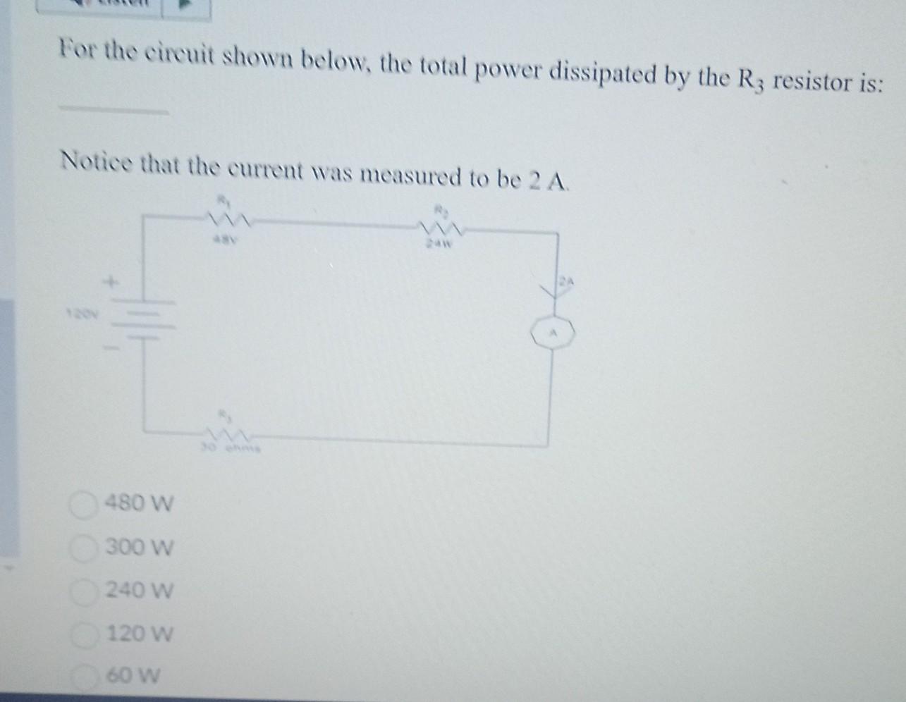 Solved For the circuit shown below, the total power | Chegg.com