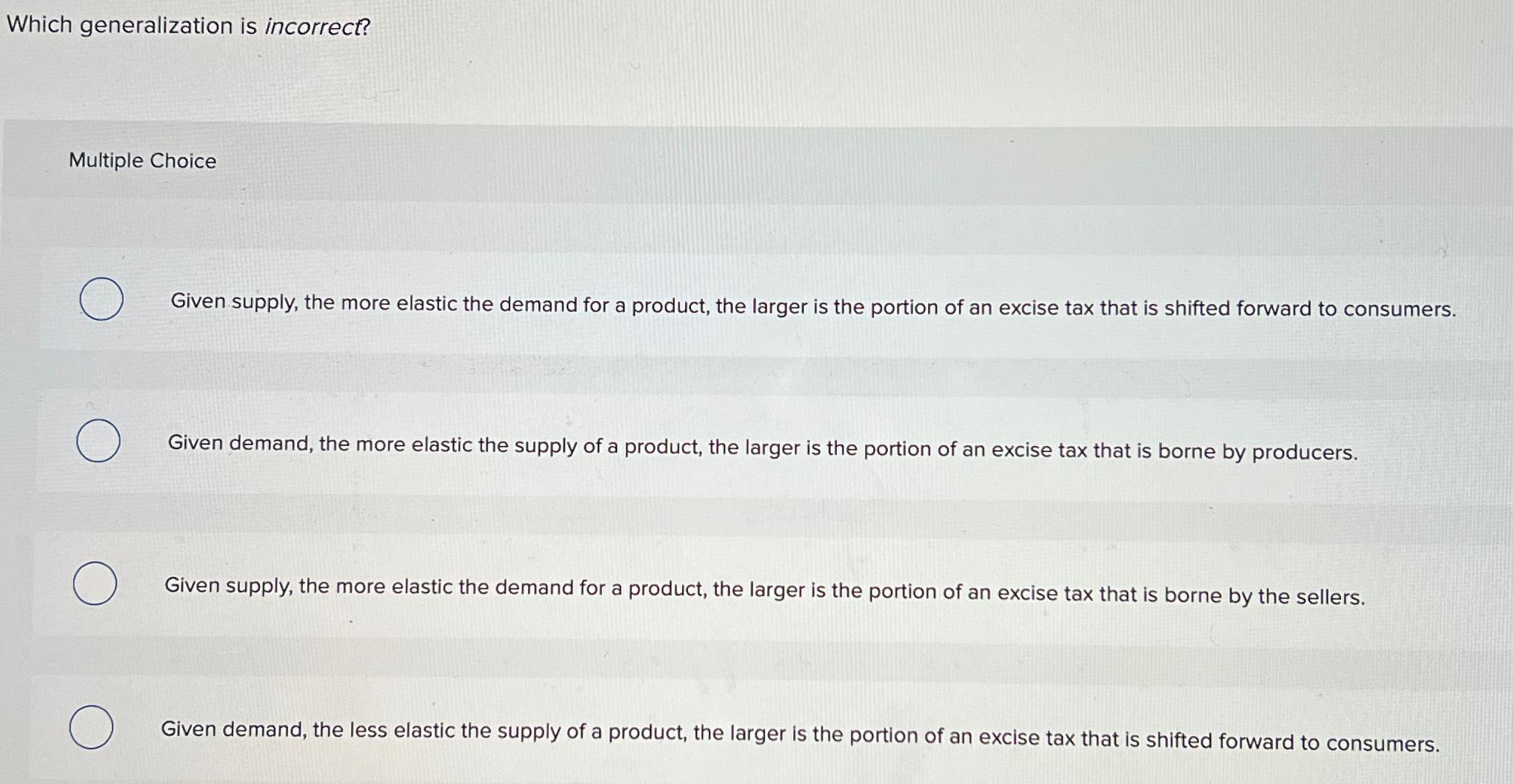 Solved Which generalization is incorrect?Multiple | Chegg.com