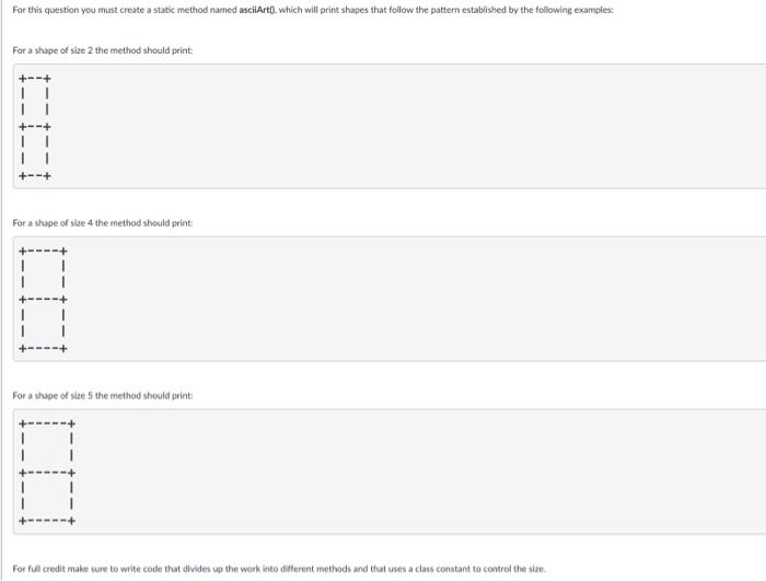 Solved For this question you must create a static method | Chegg.com