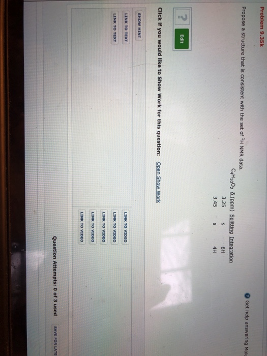 Solved Problem 9.35h Select the structure that is consistent | Chegg.com