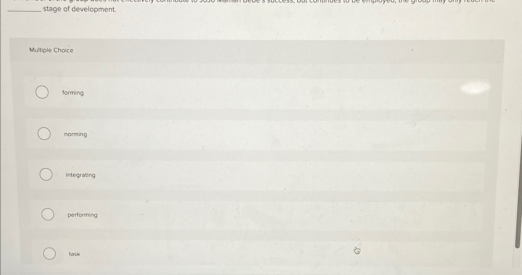 Solved stage of development.Multiple | Chegg.com