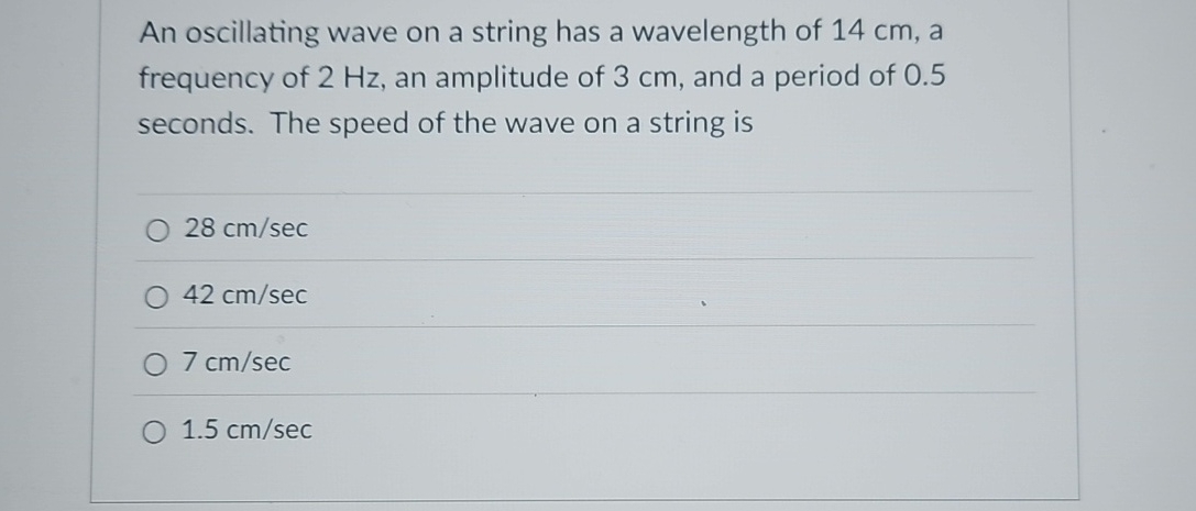 Solved An oscillating wave on a string has a wavelength of | Chegg.com