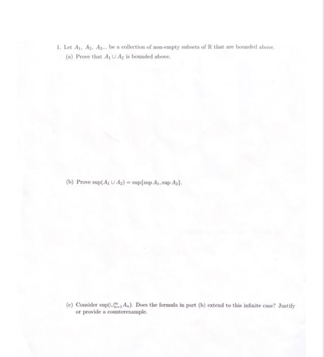 Solved 1. Let A1,A2,A3. be a collection of non-empty subsets | Chegg.com