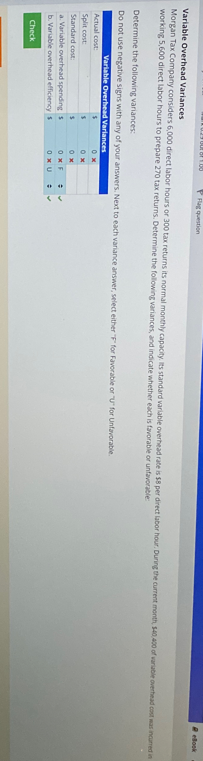Solved Flag questionebookVariable Overhead VariancesMorgan | Chegg.com