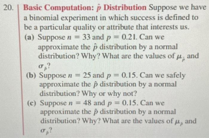 Solved 20. Basic Computation: p Distribution Suppose we have | Chegg.com
