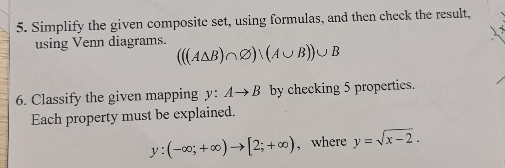 Solved 5. Simplify the given composite set, using formulas, | Chegg.com
