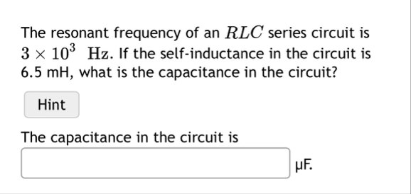 Solved The resonant frequency of an RLC ﻿series circuit is | Chegg.com