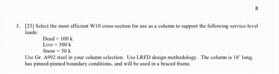 Solved 3. [25] Select the most efficient W10 cross-section | Chegg.com