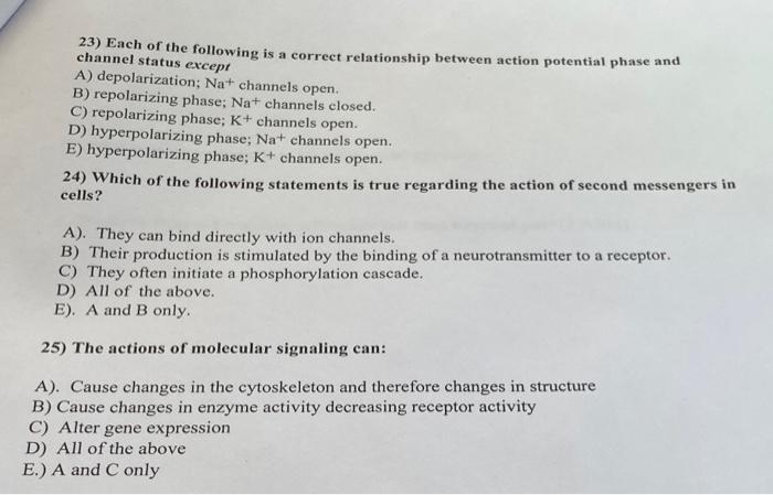 Solved 23) Each of the following is a correct relationship | Chegg.com