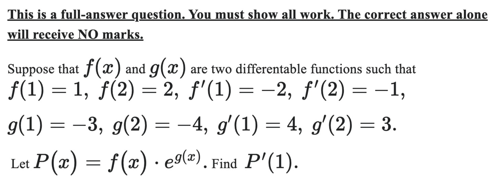 Solved This is a full-answer question. You must show all | Chegg.com