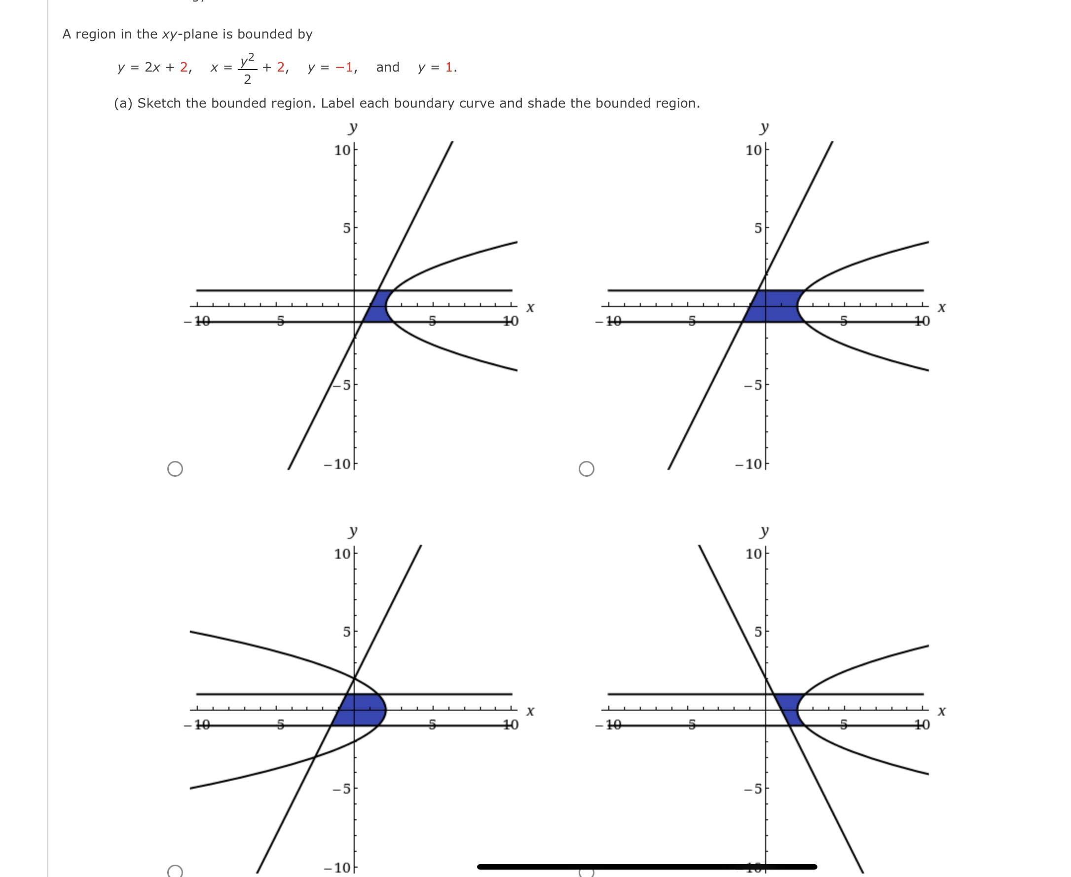 Solved A region in ﻿the xy-plane is ﻿bounded | Chegg.com