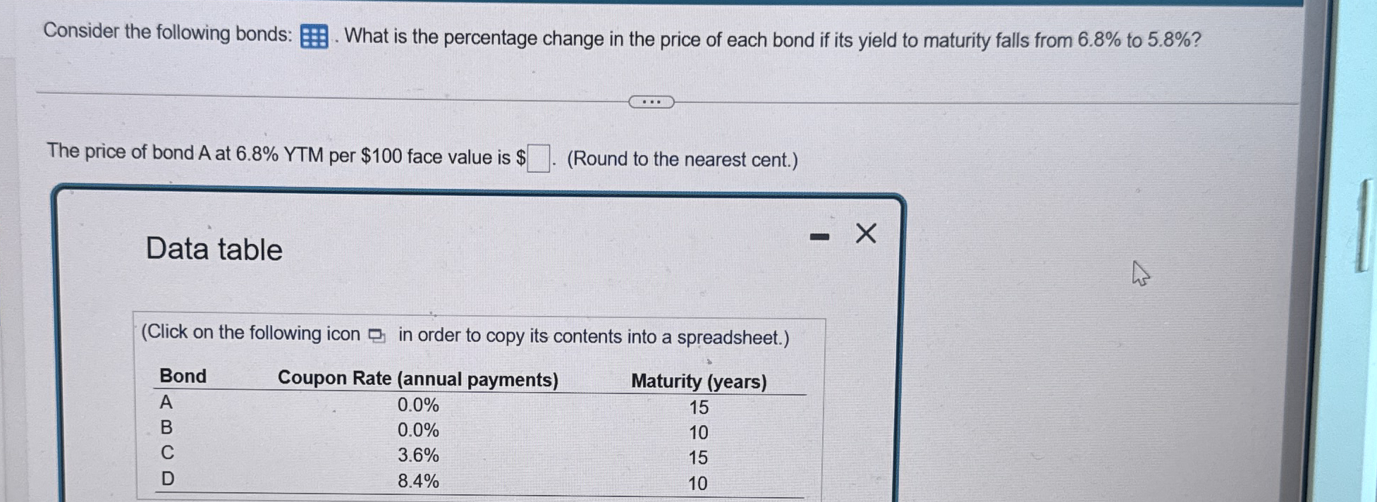 Solved Consider the following bonds:What is the percentage | Chegg.com