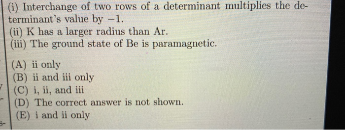 Solved (i) Interchange of two rows of a determinant | Chegg.com
