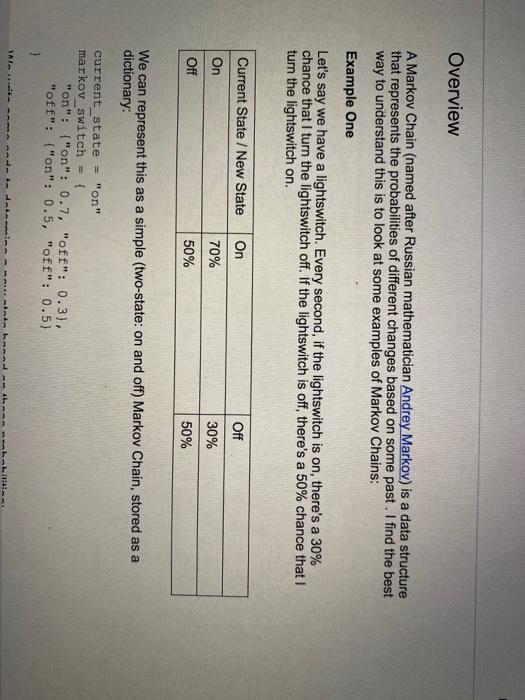 Solved Your Markov Chain Text Generator Hint: take these | Chegg.com