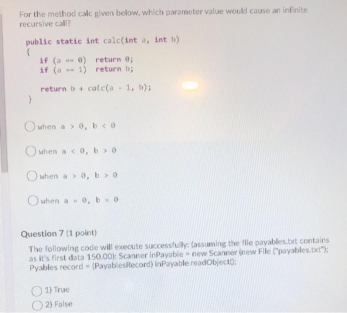 Solved For the method calc given below, which parameter | Chegg.com