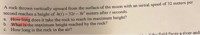 Solved A rock thrown vertically upward from the surface of | Chegg.com