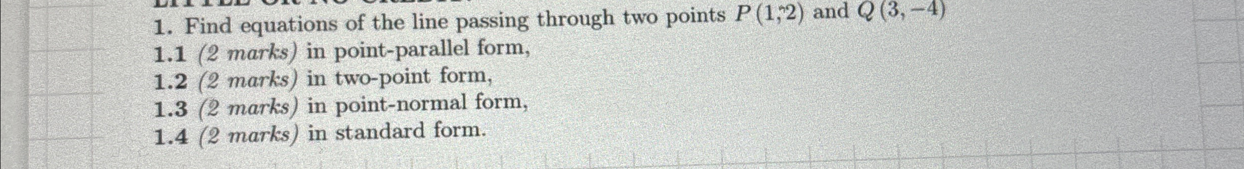 Solved Find equations of the line passing through two points | Chegg.com