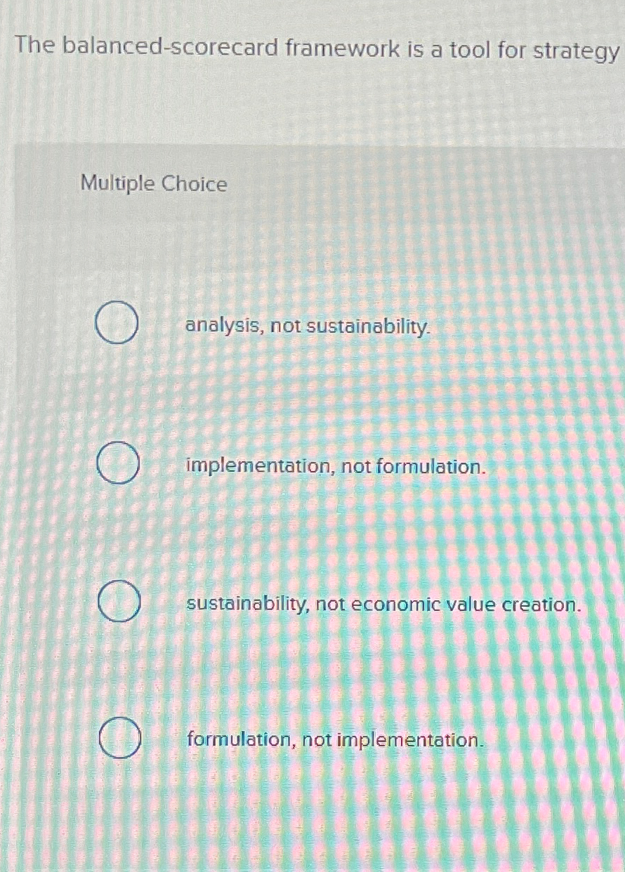 Solved The balanced-scorecard framework is a tool for | Chegg.com