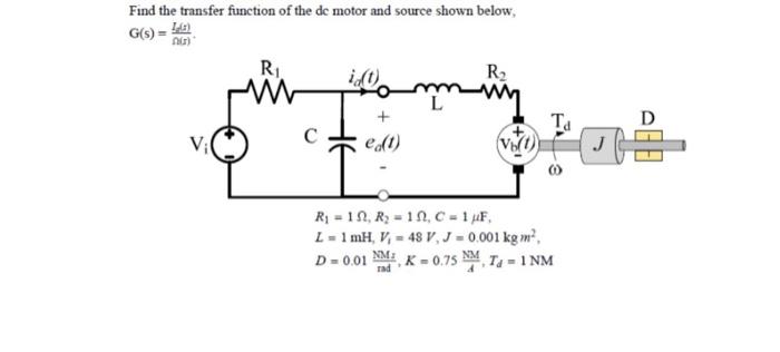 Solved Find the transfer function of the dc motor and source | Chegg.com