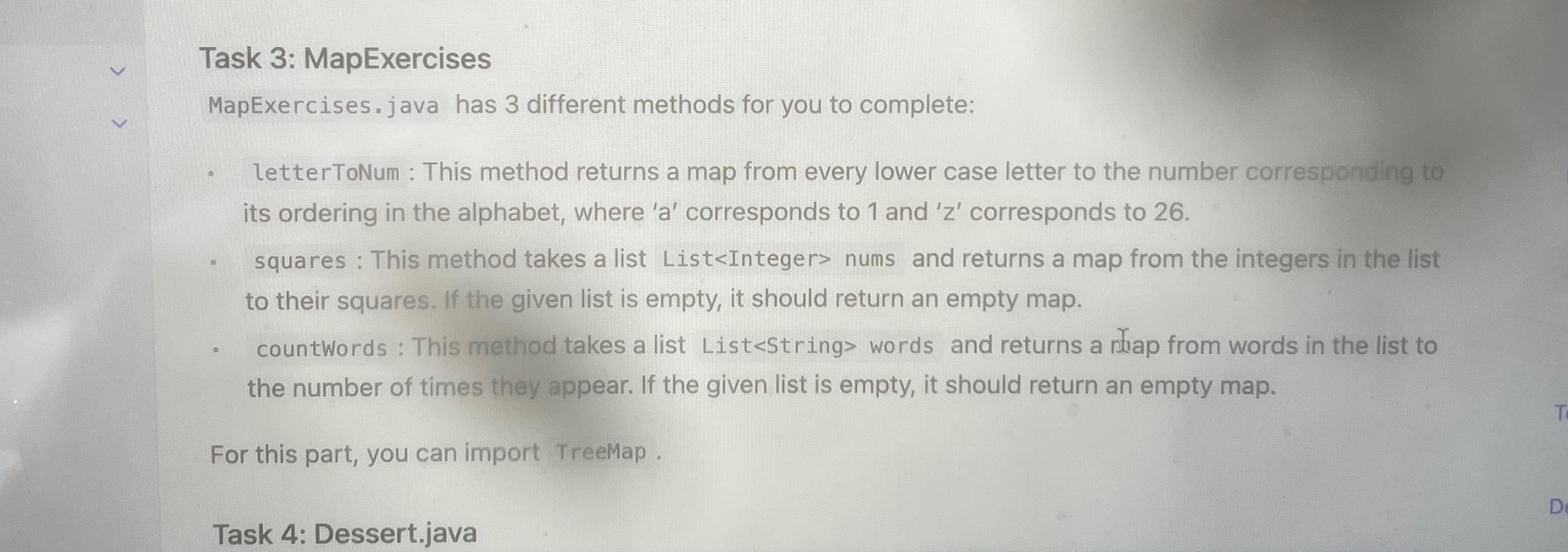 Solved Task 3: MapExercisesMapExercises java has 3 | Chegg.com