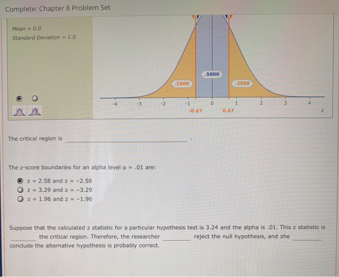 Solved Complete: Chapter 8 Problem Set Mean = 0.0 Standard | Chegg.com