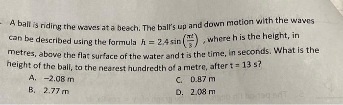 Solved A ball is riding the waves at a beach. The ball's up | Chegg.com