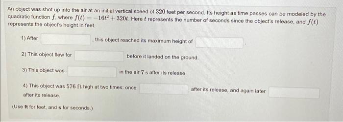 Solved An object was shot up into the air at an initial | Chegg.com