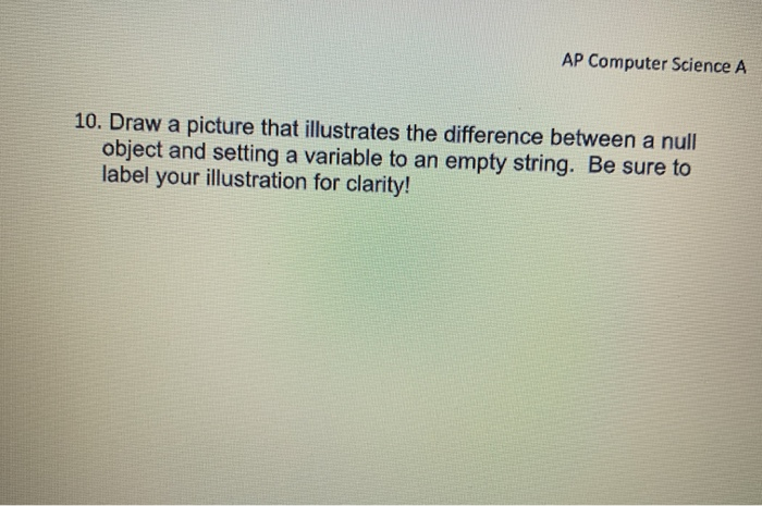 Solved AP Computer Science A 10. Draw a picture that | Chegg.com