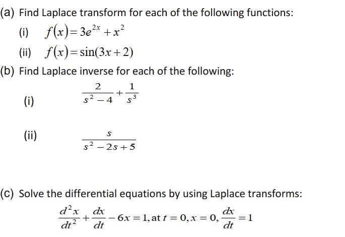 Solved a) Find Laplace transform for each of the following | Chegg.com
